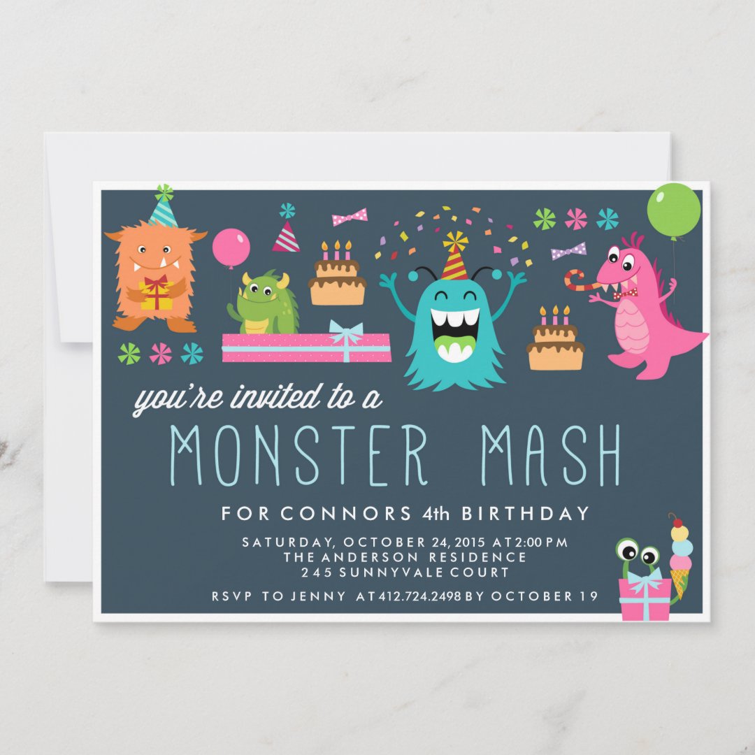 MONSTER MASH KIDS BIRTHDAY PARTY INVITATION invite | Zazzle