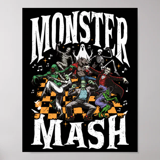 Monster Mash Retro Halloween Funny Monster Spooky Poster | Zazzle
