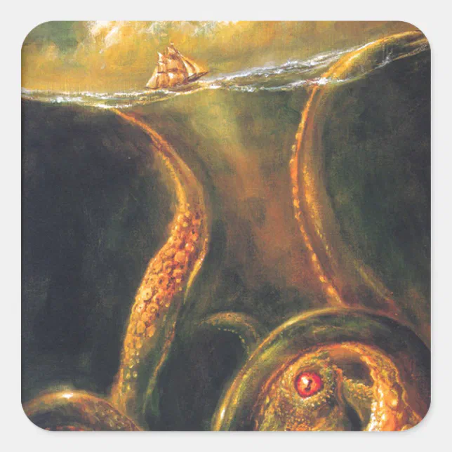 Monster Octopus Square Sticker | Zazzle