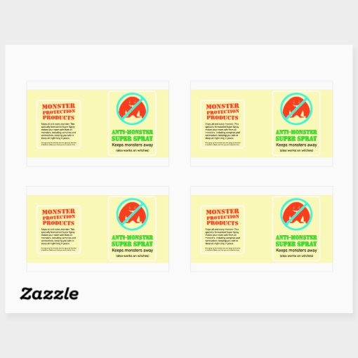 Monster Protection - Anti-Monster Super Spray Rectangular Sticker | Zazzle