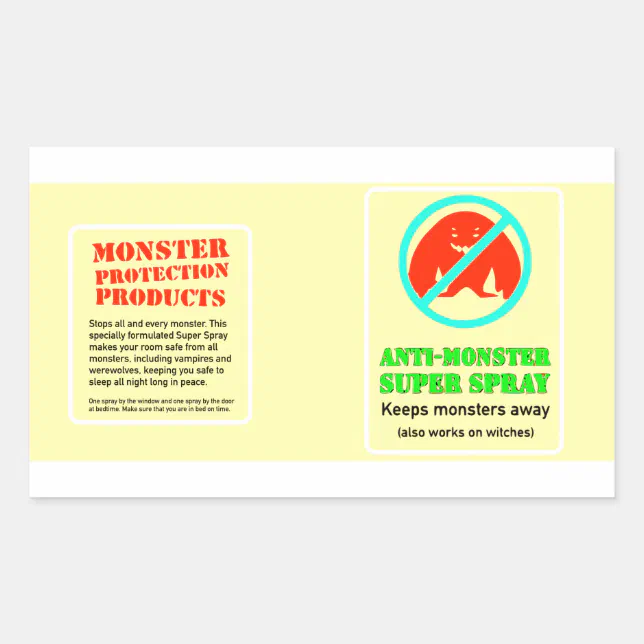 Monster Protection - Anti-Monster Super Spray Rectangular Sticker | Zazzle