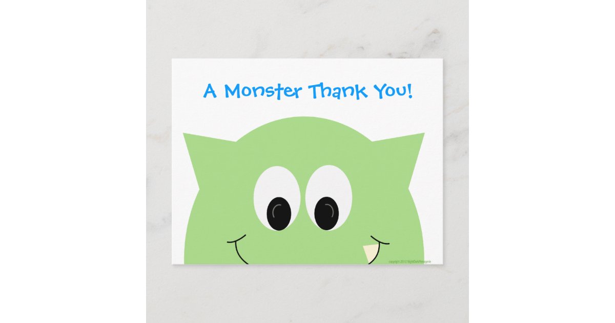 Monster Thank You Postcard | Zazzle