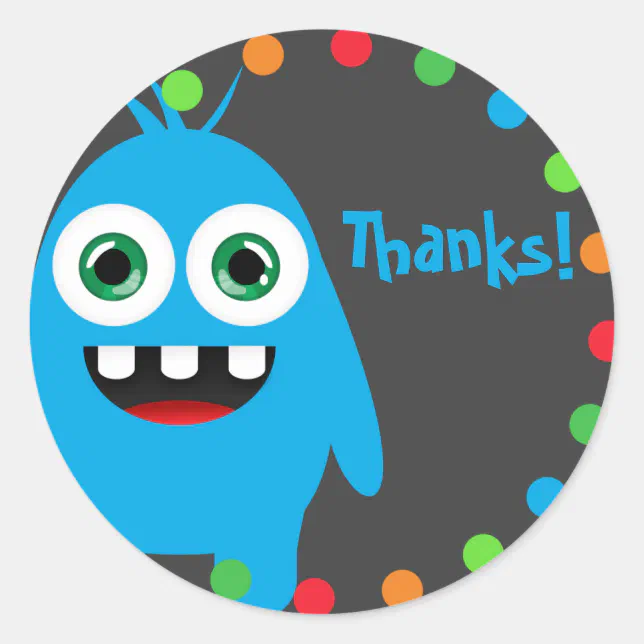 Monster Thank You Stickers | Zazzle
