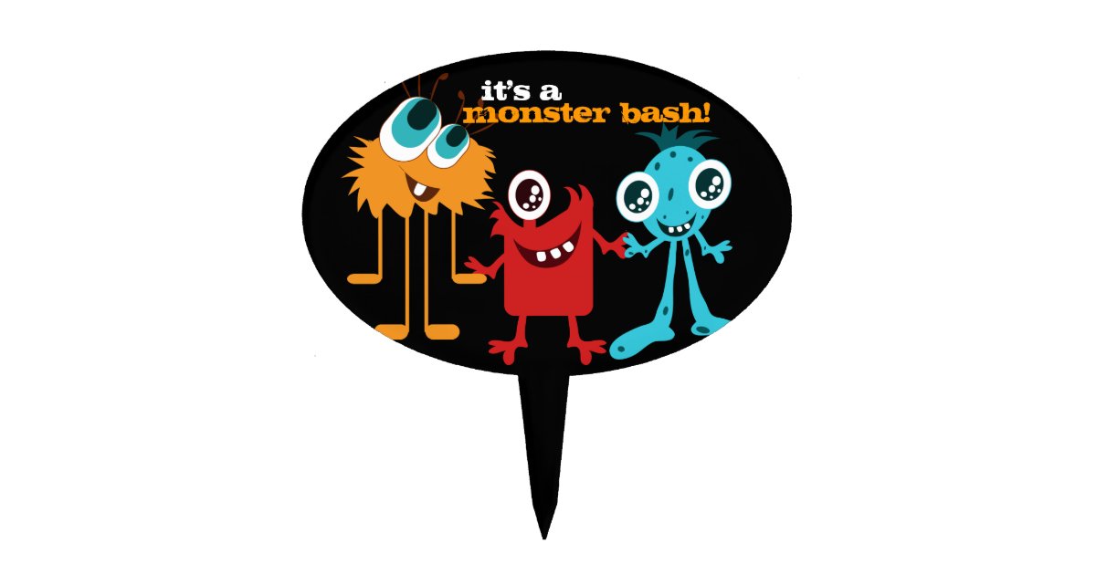 Monster Theme Birthday Party Cake Topper | Zazzle