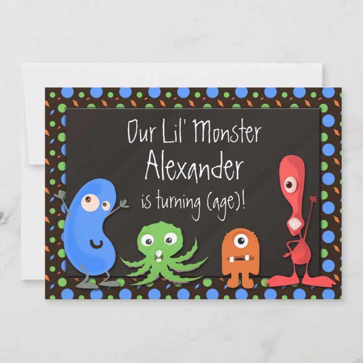 Monster Theme III Birthday Party Invitations | Zazzle