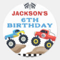 Monster Truck Birthday Classic Round Sticker | Zazzle