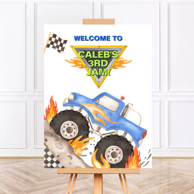 Monster Truck Birthday Monster Jam Welcome Sign | Zazzle