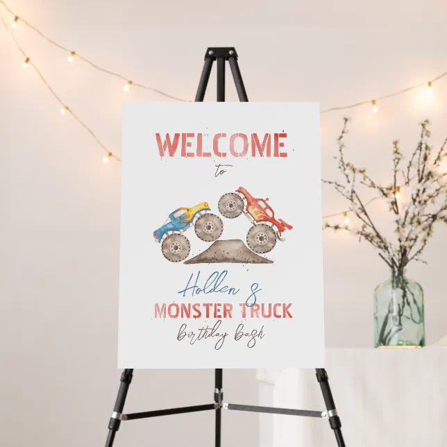 Monster Truck Birthday Welcome Sign | Zazzle