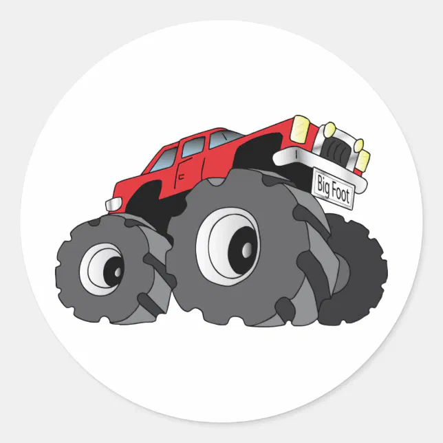 Monster Truck Classic Round Sticker | Zazzle