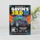 Monster Truck Cool Blue 3rd Birthday Personalized Invitation | Zazzle