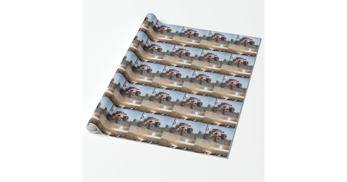 Monster Truck Jumping Wrapping Paper | Zazzle