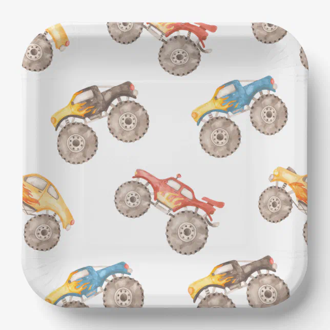Monster Truck Party Plates | Zazzle
