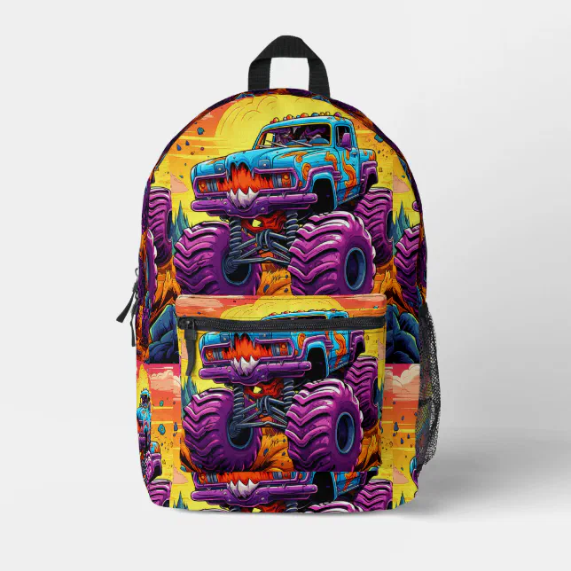 Monster Truck Printed Backpack | Zazzle