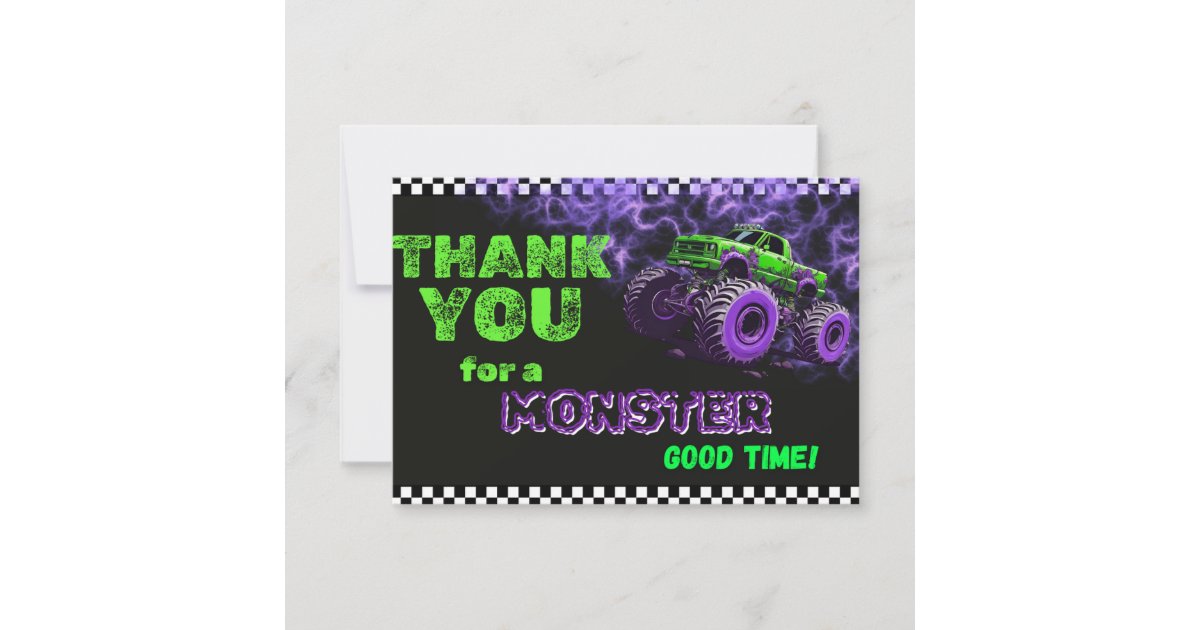 Monster Truck Thank You Card | Zazzle