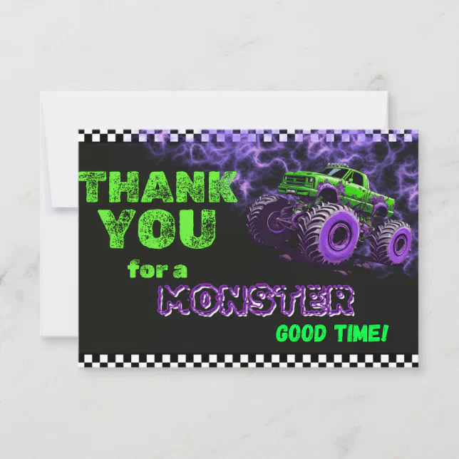 Monster Truck Thank You Card | Zazzle
