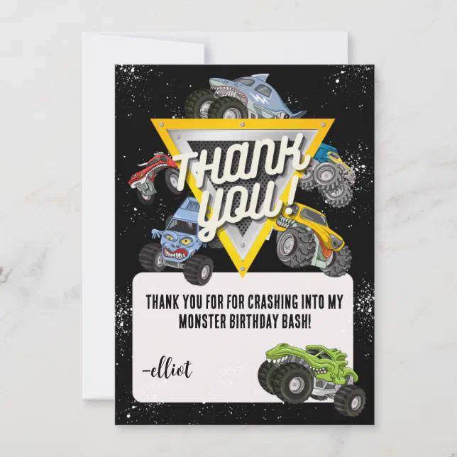 Monster Truck Thank You Card | Zazzle