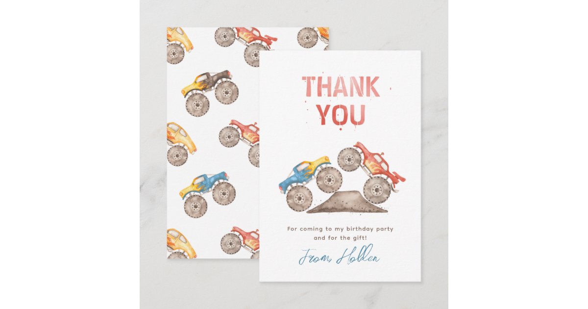 Monster Truck Thank You Cards | Truck Party | Zazzle
