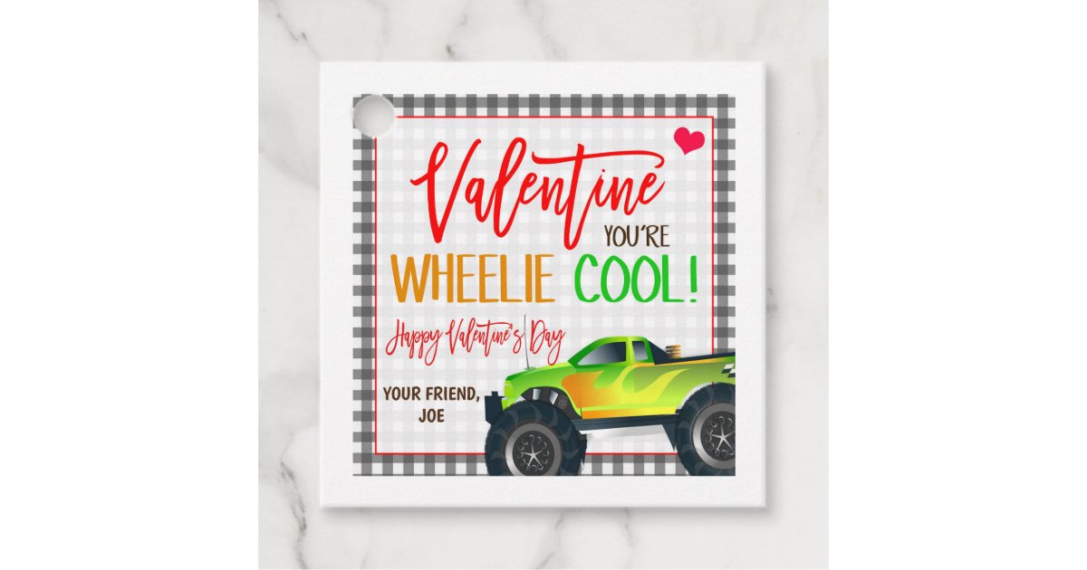Monster Truck Valentine Gift Tag | Zazzle