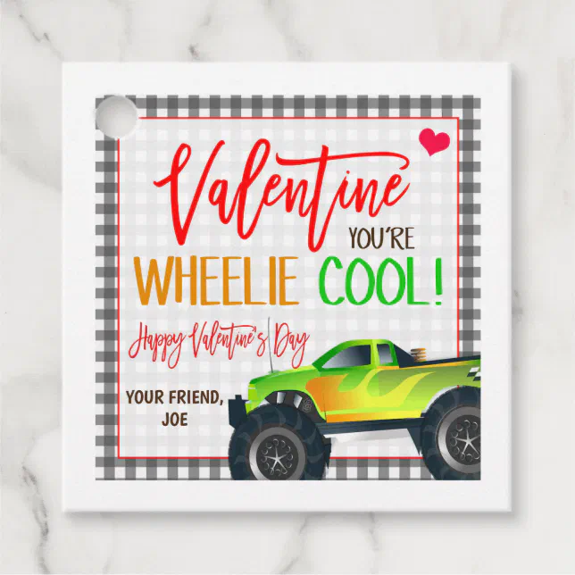Monster Truck Valentine Gift Tag | Zazzle