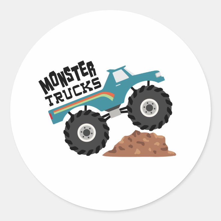Monster Trucks Classic Round Sticker | Zazzle