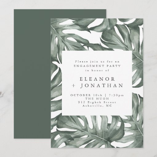 Monstera Botanical Watercolor Engagement Party Invitation | Zazzle