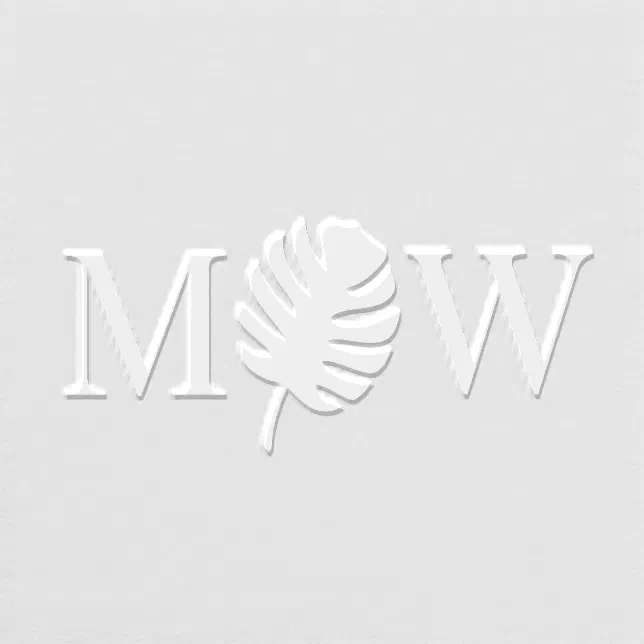 Monstera Leaf 2 Initial Wedding Couple Monogram Embosser | Zazzle
