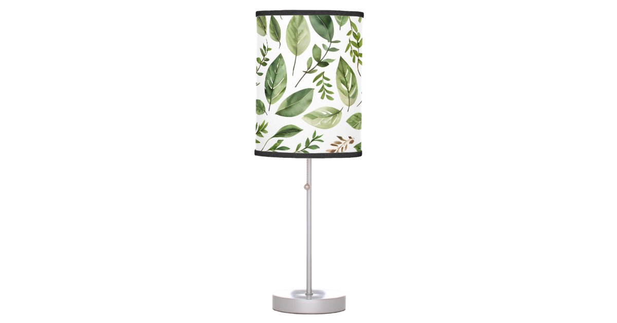 Monstera Leaf Greenery Watercolor Botanical Leaves Table Lamp | Zazzle