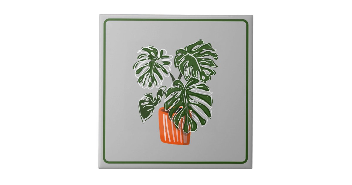 Monstera Leaf Plant Ceramic Title Ceramic Tile | Zazzle