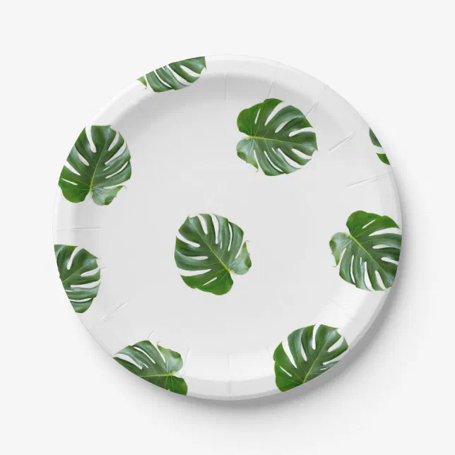 Monstera Leaf Print Tropical Paper Plates | Zazzle