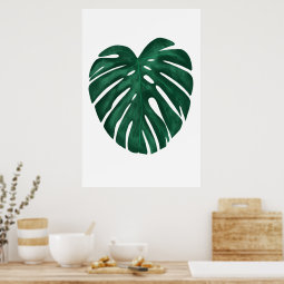 Monstera Leaf Tropical Plant Poster | Zazzle