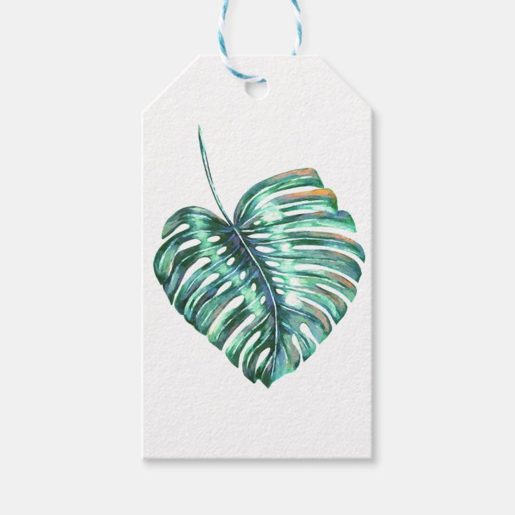 Monstera leaves tropical summer foliage gift tags | Zazzle