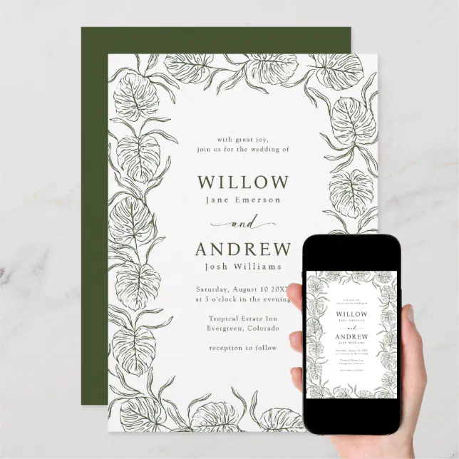 Monstera Wedding Invitation | Zazzle