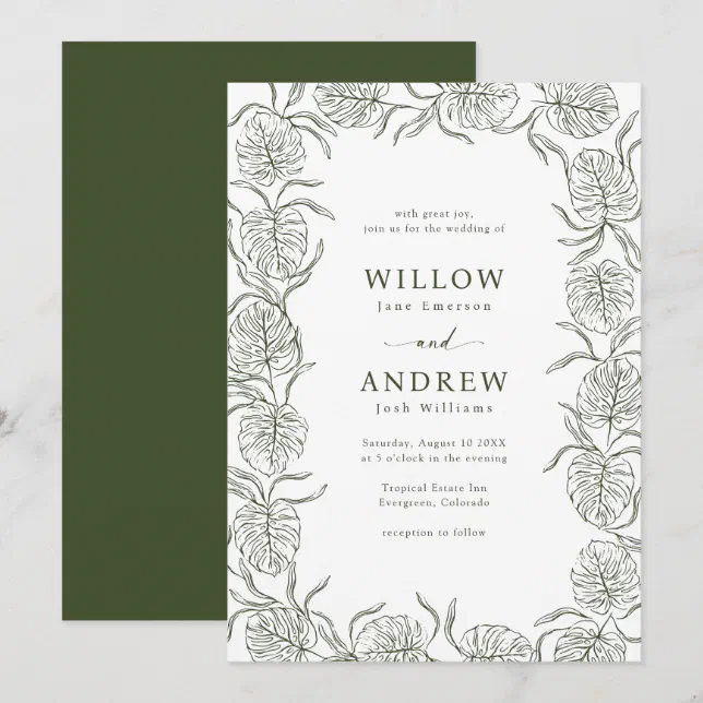 Monstera Wedding Invitation | Zazzle