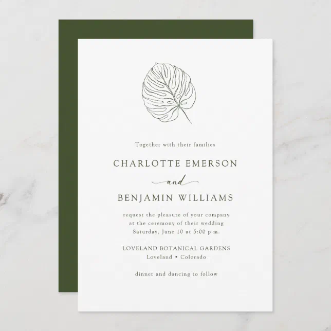 Monstera Wedding Invitation | Zazzle