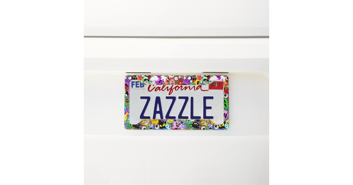 Monsters Cute Characters Halloween Pattern License Plate Frame | Zazzle