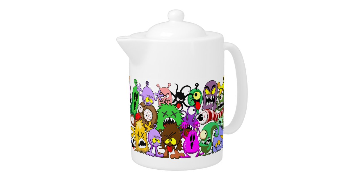 Monsters Cute Characters Halloween Pattern Teapot | Zazzle