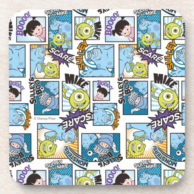 Monsters, Inc. | Comic Pattern Mania Beverage Coaster | Zazzle