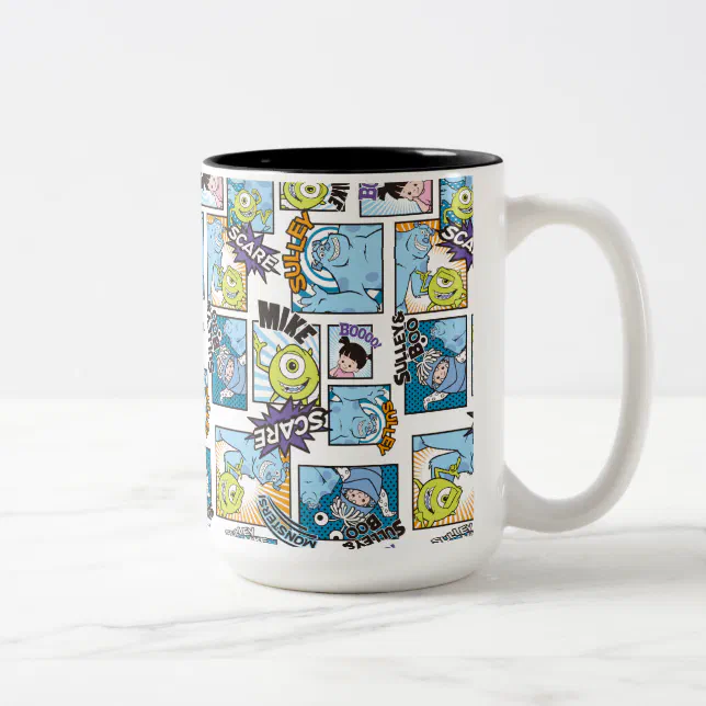 Monsters, Inc. | Comic Pattern Mania Two-Tone Coffee Mug | Zazzle