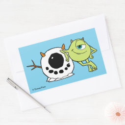 Monsters Inc. | Mike & Snowman Rectangular Sticker | Zazzle