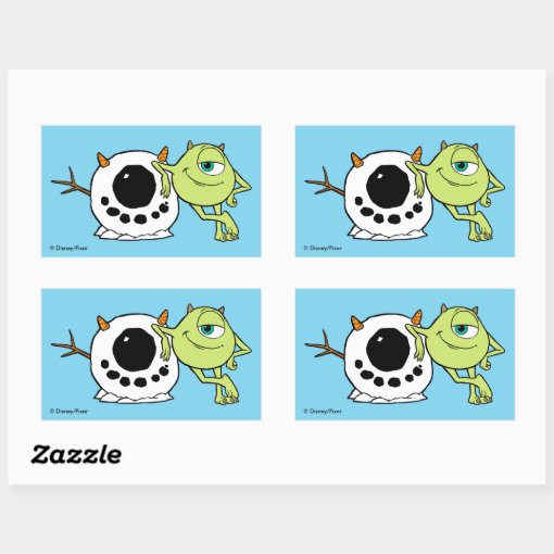 Monsters Inc. | Mike & Snowman Rectangular Sticker | Zazzle