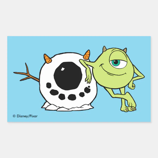 Monsters Inc. | Mike & Snowman Rectangular Sticker | Zazzle