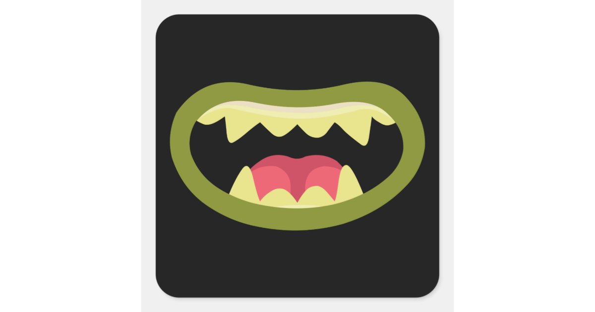 Monsters mouth square sticker | Zazzle