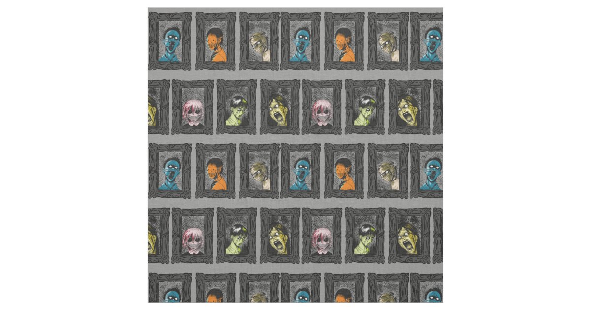Monsters Portraits Creepy Illustrations Zombies Fabric | Zazzle