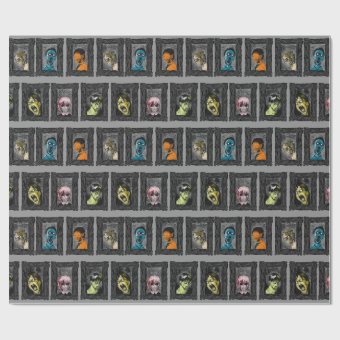 Monsters Portraits Creepy Illustrations Zombies Wrapping Paper | Zazzle