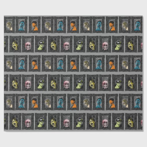 Monsters Portraits Creepy Illustrations Zombies Wrapping Paper | Zazzle
