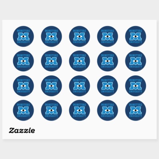 Monsters University Blue Logo Classic Round Sticker | Zazzle