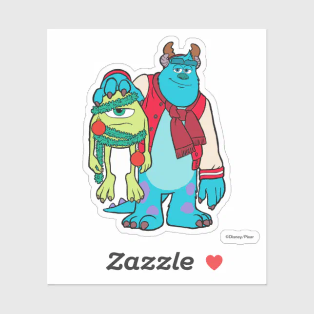 Monsters University | Mike & Sulley Holiday Cheer Sticker | Zazzle