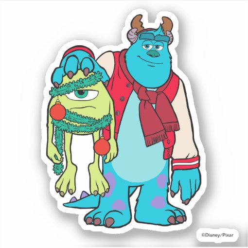 Monsters University | Mike & Sulley Holiday Cheer Sticker | Zazzle