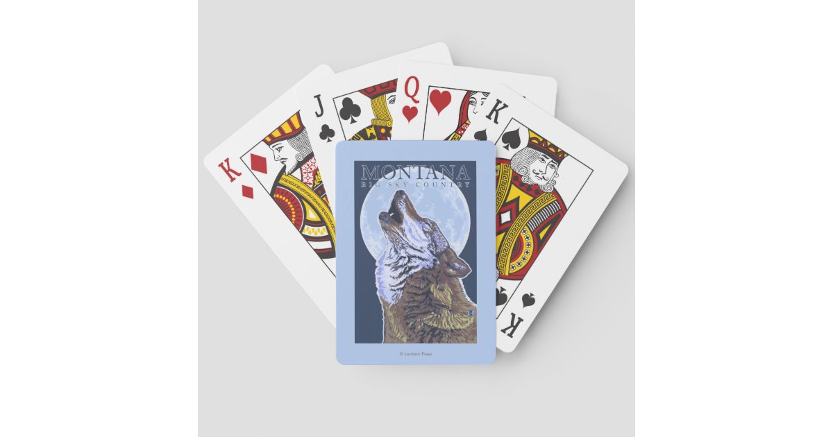 Montana -- Big Sky CountryHowling Wolf Poker Cards | Zazzle