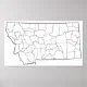 Montana Counties Blank Outline Map Poster | Zazzle